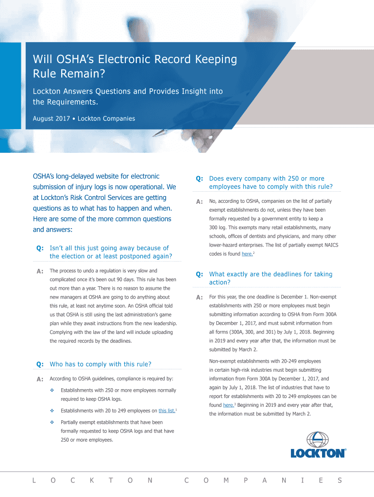 Fillable Online Will OSHAs Electronic Record Keeping Fax Email Print - pdfFiller