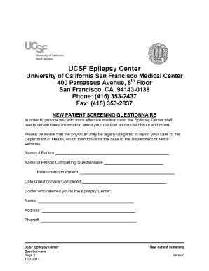 Fillable Online UCSF Epilepsy Center Fax Email Print - pdfFiller