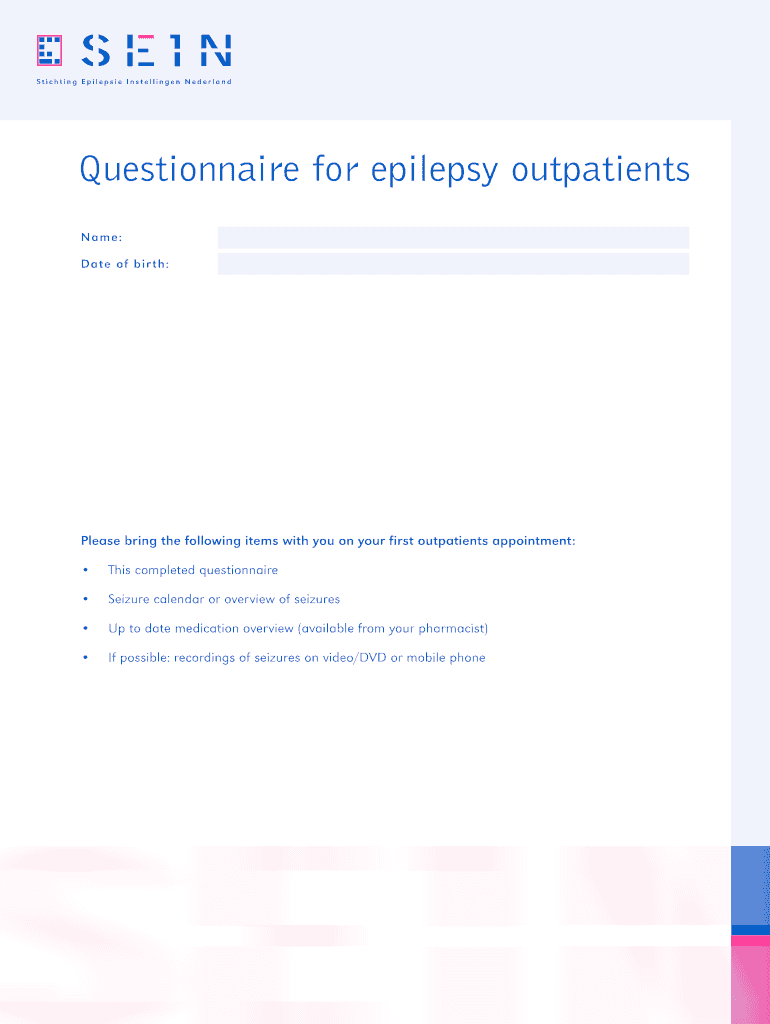 Fillable Online Questionnaire for epilepsy outpatients Fax Email Print ...