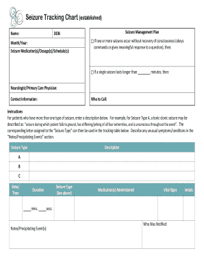 Fillable Online Seizure Tracking Chart (established) Fax Email Print ...