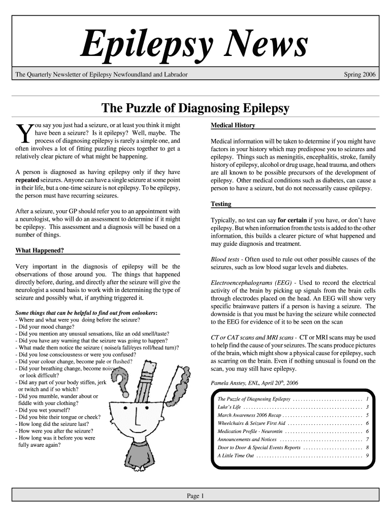 Fillable Online The Puzzle of Diagnosing Epilepsy Fax Email Print - pdfFiller