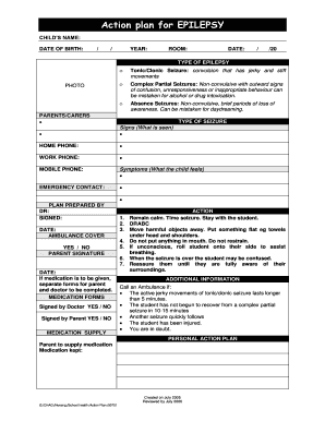 Fillable Online Action plan for EPILEPSY Fax Email Print - pdfFiller