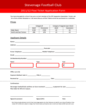 Fillable Online 2011/12 Flexi Ticket Application Form Fax Email Print ...