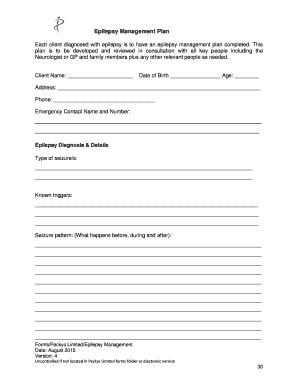 Fillable Online Each client diagnosed with epilepsy is to have an ...