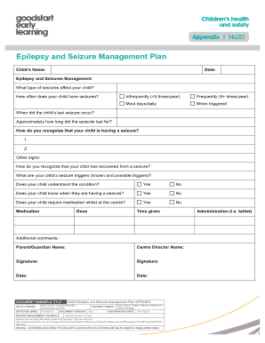 Fillable Online Epilepsy and Seizure Management Plan Fax Email Print ...