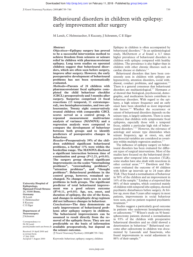 Fillable Online Behavioural disorders in children with epilepsy: Fax Email Print - pdfFiller