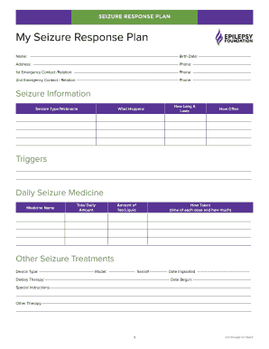 Fillable Online My Seizure Response Plan Fax Email Print - pdfFiller