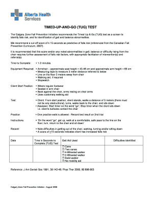 Fillable Online TIMED-UP-AND-GO (TUG) TEST Fax Email Print - pdfFiller