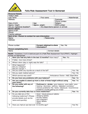 Fillable Online Falls Risk Assessment Tool in Somerset Fax Email Print ...