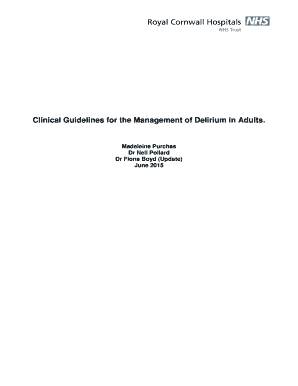 Fillable Online Clinical Guidelines for the Management of Delirium in ...