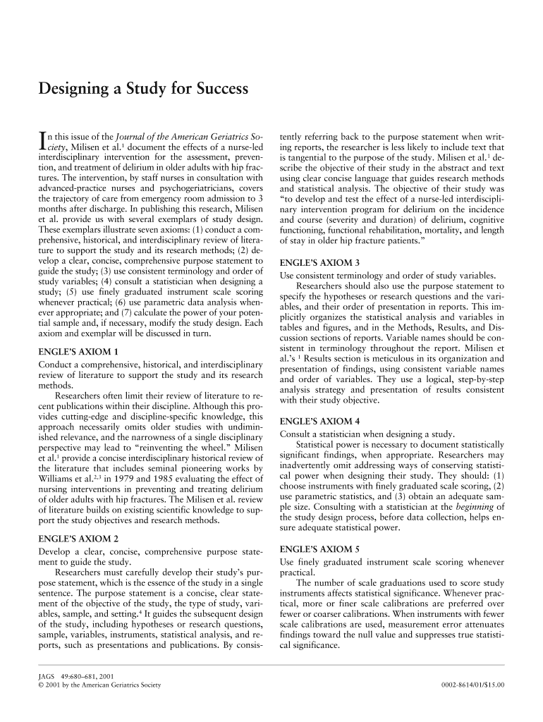 Fillable Online Designing a Study for Success Fax Email Print - pdfFiller