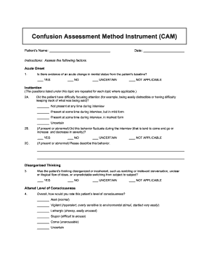 Fillable Online Confusion Assessment Method Instrument (CAM) Fax Email ...
