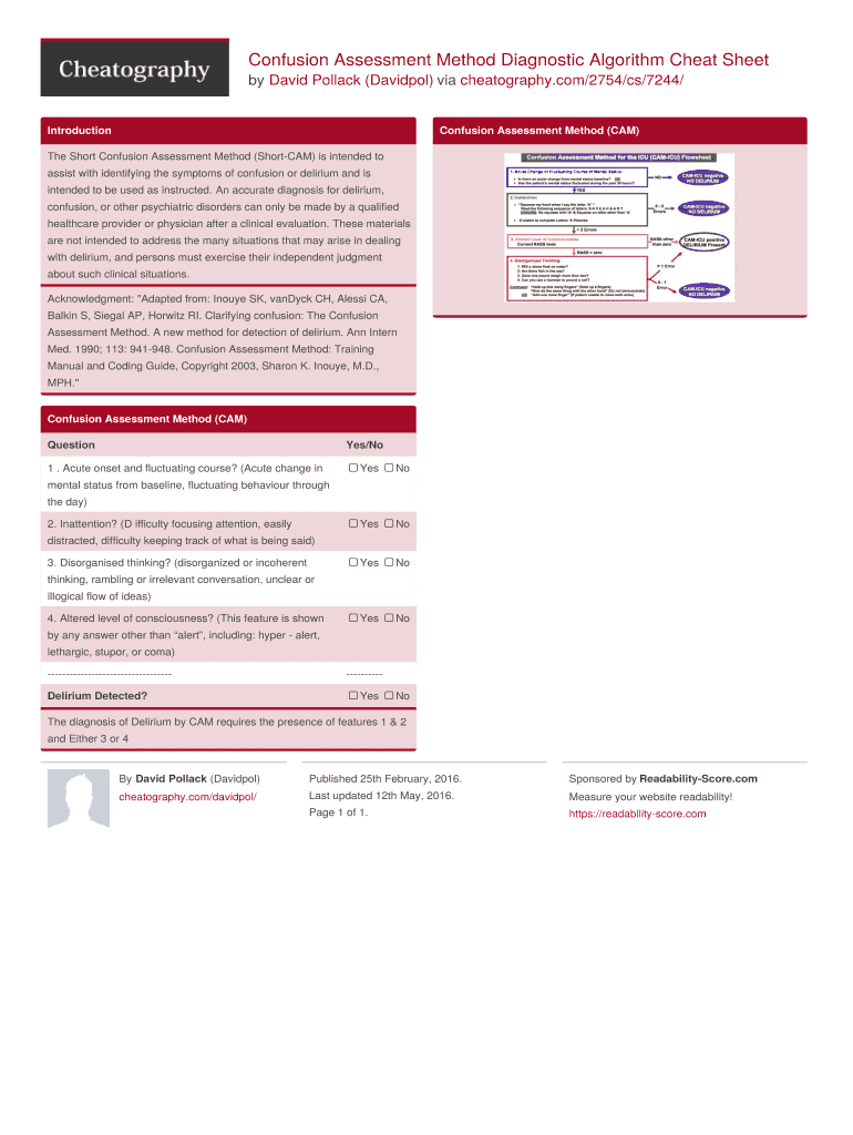 Fillable Online Confusion Assessment Method Diagnostic Algorithm Cheat ... Fillable Online Confusion Assessment Method Diagnostic Algorithm Cheat ...
