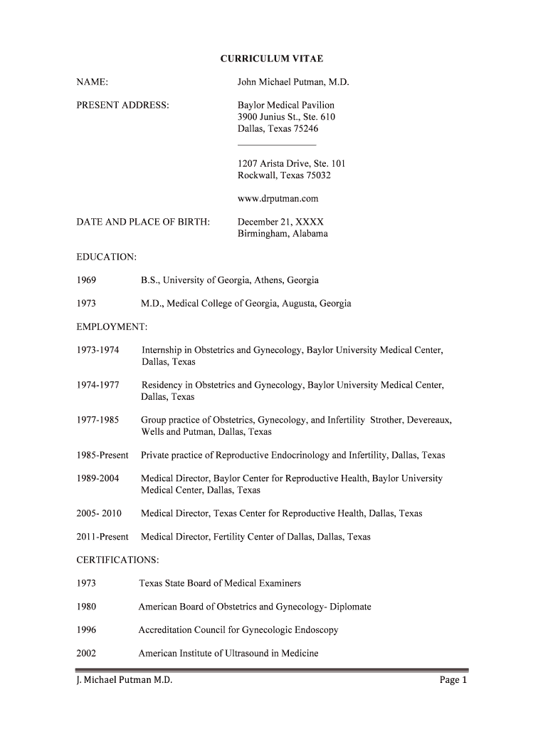 Fillable Online John Michael Putman, M Fax Email Print - pdfFiller