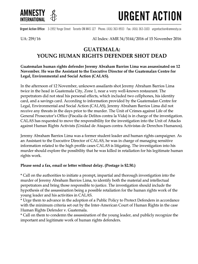 Fillable Online Report Template - Amnesty International Canada Fax ...