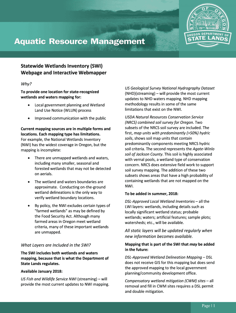 Fillable Online Statewide Wetlands Inventory (SWI) Fax Email Print ...