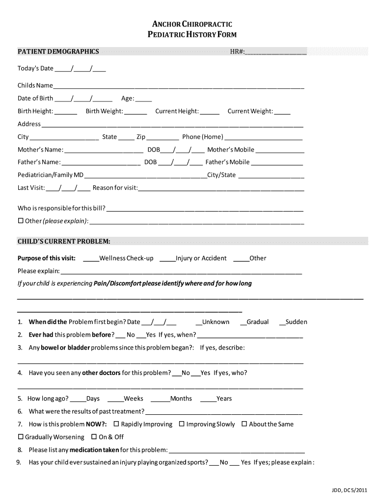 Fillable Online ANCHOR CHIROPRACTIC Fax Email Print - pdfFiller