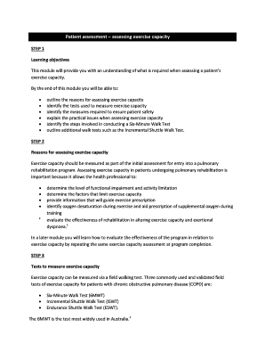Fillable Online Patient assessment assessing exercise capacity Fax ...