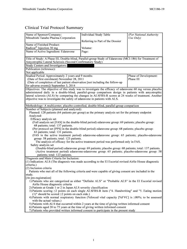 Fillable Online Clinical Trial Protocol Summary Fax Email Print - pdfFiller