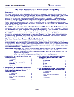Fillable Online The Short Assessment of Patient Satisfaction (SAPS) Fax ...