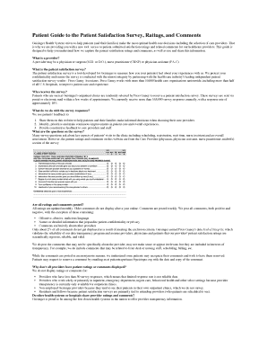 Fillable Online Patient Guide to the Patient Satisfaction Survey ...