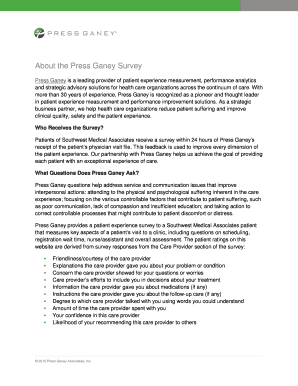 Fillable Online About the Press Ganey Survey Fax Email Print - pdfFiller