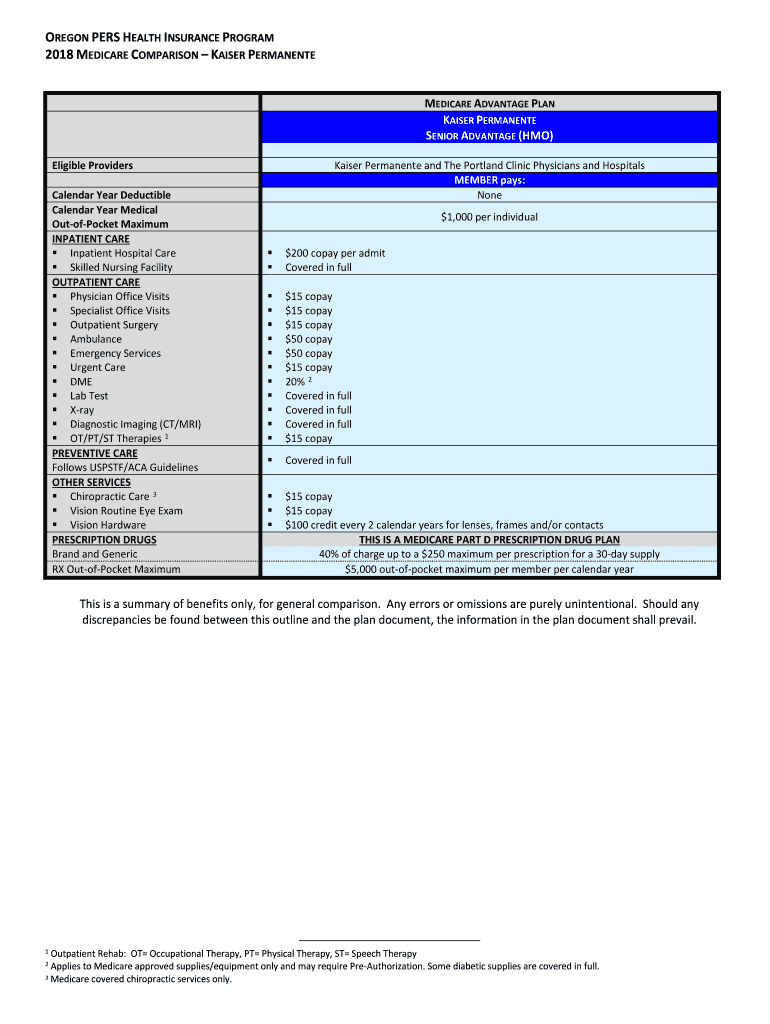 Fillable Online 2018 Rates and Benefits Available Now PERS Health ...