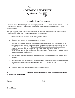 Fillable Online Overnight Host Agreement Fax Email Print - pdfFiller