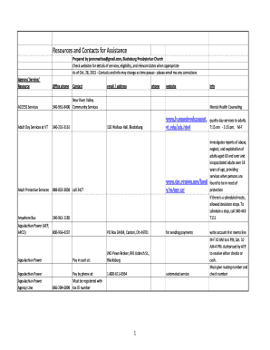 Fillable Online Resources and Contacts for Assistance Fax Email Print ...