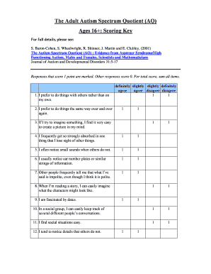 Aq Scoring Key - Fill Online, Printable, Fillable, Blank | pdfFiller