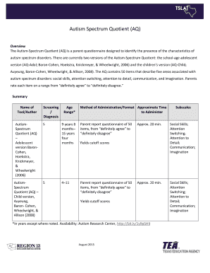 Fillable Online Autism Spectrum Quotient (AQ) Fax Email Print - pdfFiller