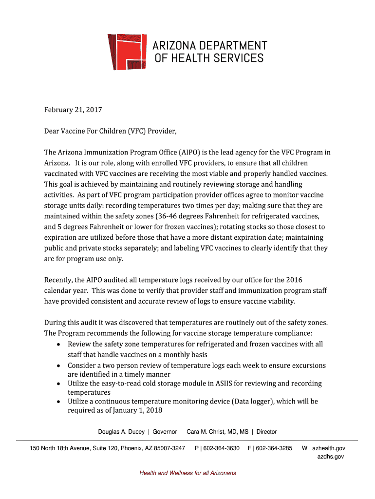 Fillable Online Dear Vaccine For Children (VFC) Provider, Fax Email ...