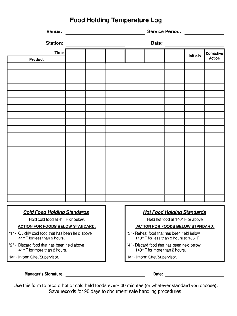 Printable Food Temp Log Template Printable World Holiday