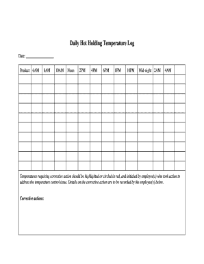 Fillable Online Daily Hot Holding Temperature Log Fax Email Print ...