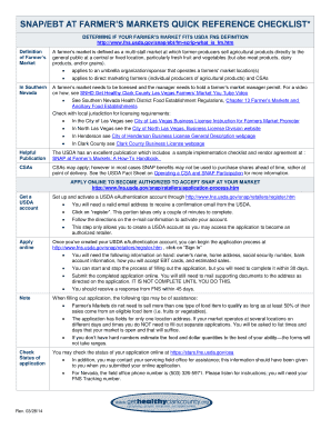 Fillable Online SNAP/EBT AT FARMERS MARKETS QUICK REFERENCE CHECKLIST ...
