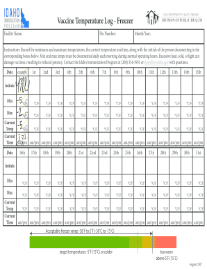 Fillable Online Vaccine Temperature Log - Freezer Fax Email Print ...