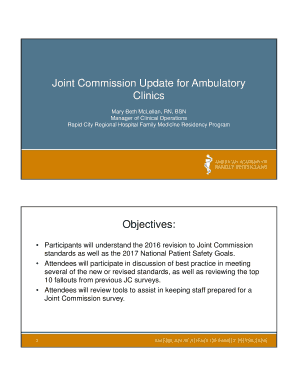 Fillable Online Joint Commission Update for Ambulatory Fax Email Print ...