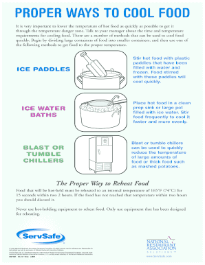 Fillable Online PROPER WAYS TO COOL FOOD Fax Email Print - pdfFiller
