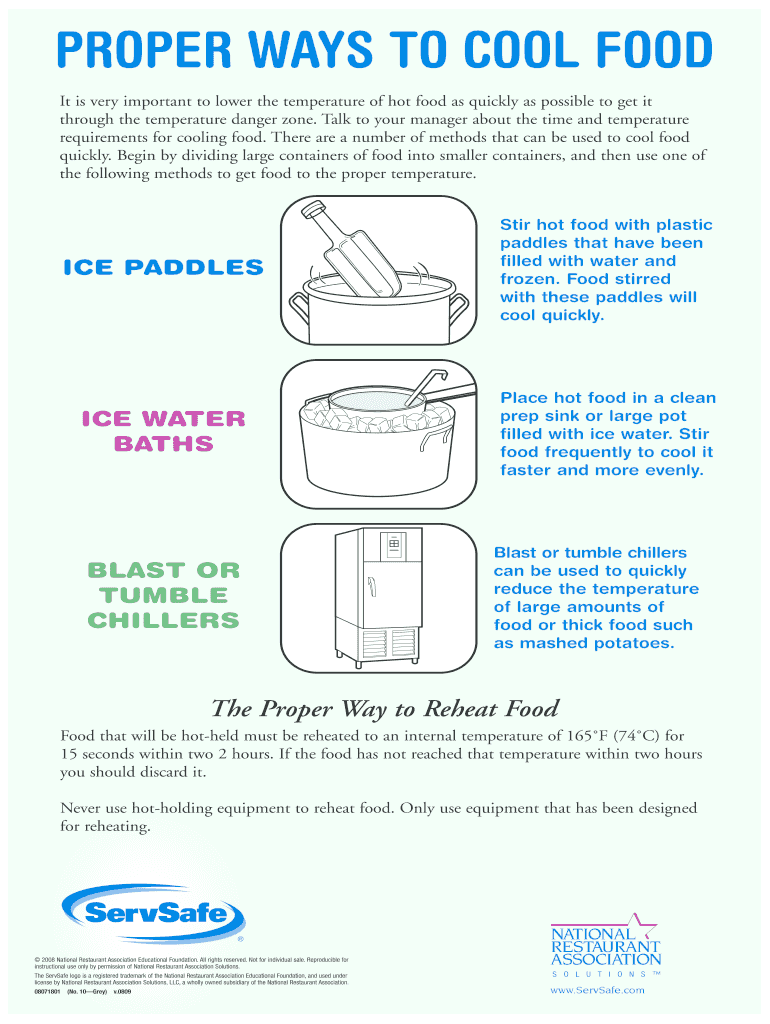 Fillable Online PROPER WAYS TO COOL FOOD Fax Email Print - pdfFiller
