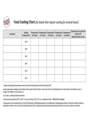 Fillable Online Food Cooling Chart (for foods that require cooling for ...
