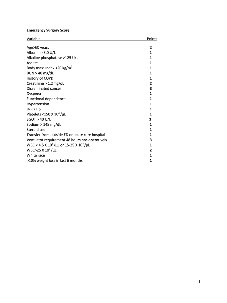 Fillable Online Emergency Surgery Score Fax Email Print - pdfFiller