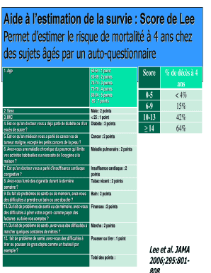 Fillable Online Aide lestimation de la survie : Score de Lee Fax Email ...