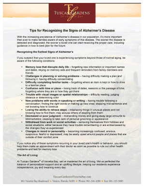 Fillable Online Tips for Recognizing the Signs of Alzheimers Disease ...