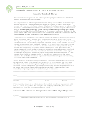 Fillable Online Consent for Endodontic Therapy Fax Email Print - pdfFiller