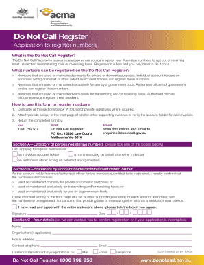 Fillable Online Application to register numbers Fax Email Print - pdfFiller