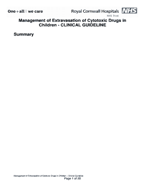 Fillable Online Management of Extravasation of Cytotoxic Drugs in Fax ...