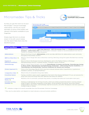 Fillable Online Quick Reference Micromedex Clinical Knowledge Fax Email Print - pdfFiller