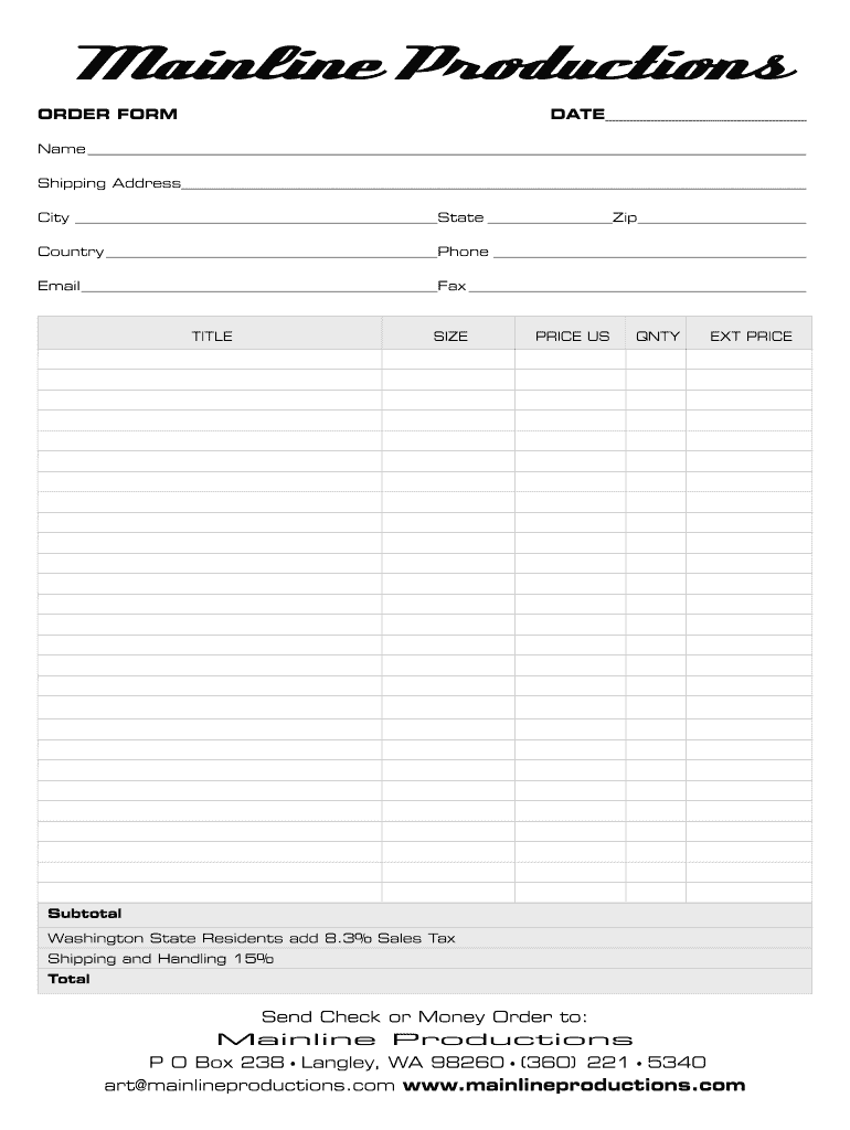 Fillable Online Mainline Productions Fax Email Print - pdfFiller