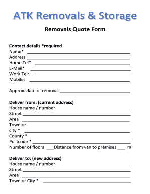 Fillable Online Removals Quote Form Fax Email Print - pdfFiller