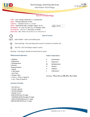 Fillable Online Excel Terminology Fax Email Print - pdfFiller